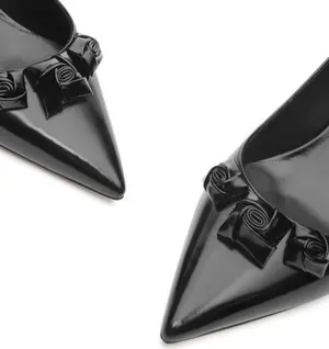 STUART WEITZMAN Pointed Toe High Heel Pumps With Rose Detailing