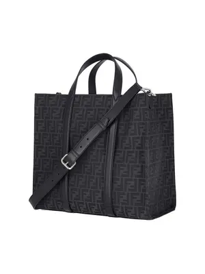 Fendi Ff Motif Jacquard Shopper Bag - Brown