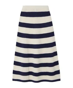 ERES Openwork Knit Striped Midi Skirt