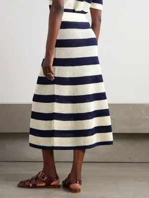ERES Openwork Knit Striped Midi Skirt