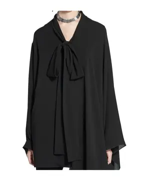 Balenciaga Lavallière Collar Asymmetrical Blouse