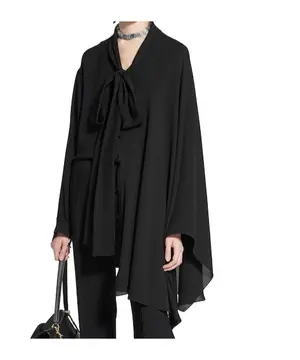 Balenciaga Lavallière Collar Asymmetrical Blouse