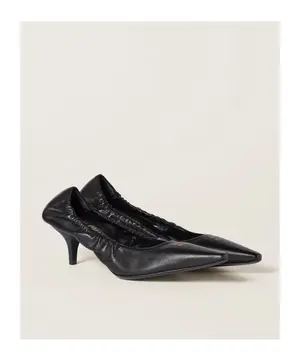 Miu Miu Nappa Leather Gathered Pumps - Black
