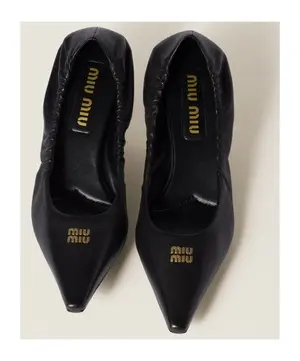 Miu Miu Nappa Leather Gathered Pumps - Black