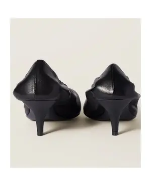 Miu Miu Nappa Leather Gathered Pumps - Black