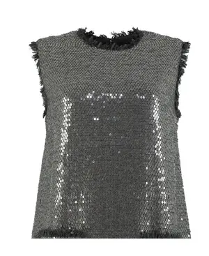MSGM Sequined Sleeveless Round Neck Dress