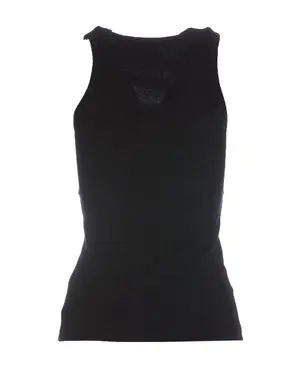 Pinko Ribbed Logo Plaque Tank Top - Black