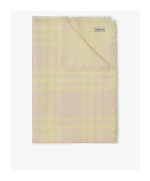 Burberry Checked Logo Embroidered Frayed-edge Scarf