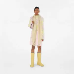 Burberry Checked Logo Embroidered Frayed-edge Scarf