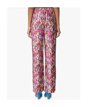 MSGM Floral Printed Pleated Wide-leg Trousers - Pink