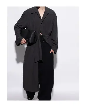 Balenciaga Checked Belted Coat - Black