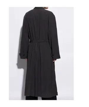 Balenciaga Checked Belted Coat - Black