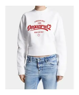 Dsquared2 Logo Cotton Fleece Sweatshirt - White