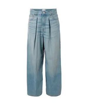 HAIKURE Candy Pleated Boyfriend Jeans - Blue