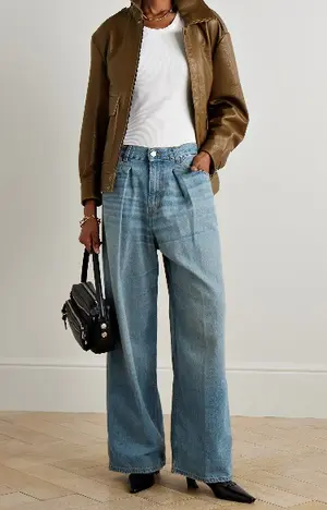 HAIKURE Candy Pleated Boyfriend Jeans - Blue