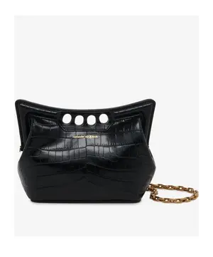 Alexander McQueen Mini The Peak Embossed Shoulder Bag - Black