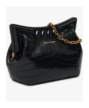 Alexander McQueen Mini The Peak Embossed Shoulder Bag - Black