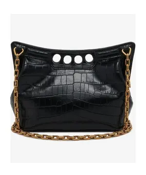 Alexander McQueen Mini The Peak Embossed Shoulder Bag - Black