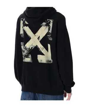 Off-White Cloudy Arrow Skate Drawstring Hoodie - Black
