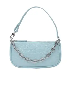 By Far Rachel Croc-embossed Leather Bag - Blue