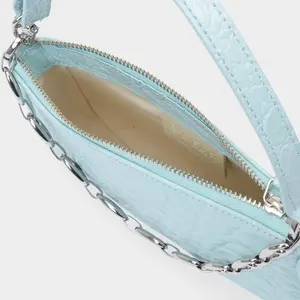 By Far Rachel Croc-embossed Leather Bag - Blue