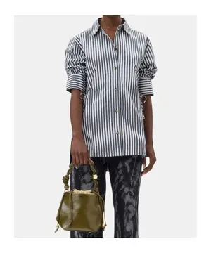 GANNI Striped Button-up Shirt With Adjustable Side Straps