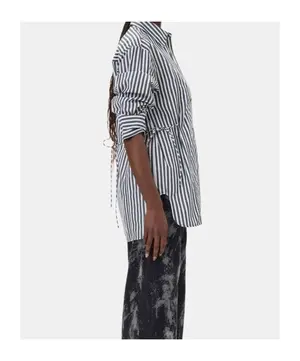 GANNI Striped Button-up Shirt With Adjustable Side Straps