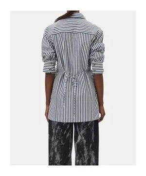 GANNI Striped Button-up Shirt With Adjustable Side Straps
