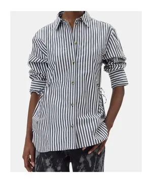 GANNI Striped Button-up Shirt With Adjustable Side Straps