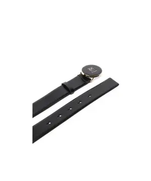 Pinko Logo Detailed Buckled Leather Belt - Black