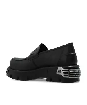 Vetements Logo Embossed Leather Loafers