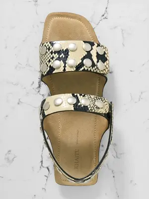 Khaite Square-toe Flat Sandals With Silver Studs