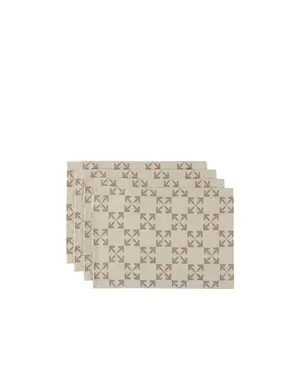 Off-White Set Of Four Arrows Pattern Place Mats - Nude