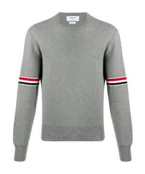 Thom Browne Milano Stitch Crew Neck Knitted Sweater - Light Gray
