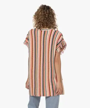Vanessa Bruno Short-sleeved Striped Sweater With Tassels