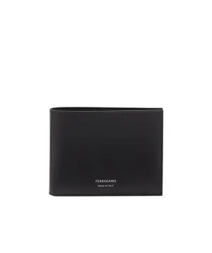FERRAGAMO Logo Printed Bi-fold Wallet - Black