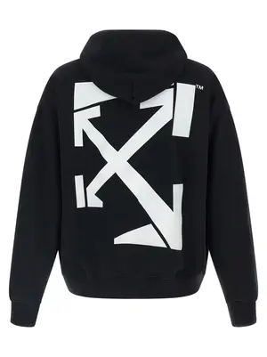 Off-White Logo Printed Drawstring Hoodie - Black