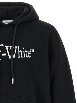 Off-White Logo Printed Drawstring Hoodie - Black