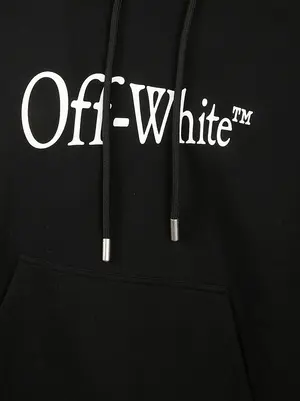 Off-White Logo Printed Drawstring Hoodie - Black
