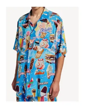 Balenciaga Sweet Treat Short-sleeve Minimal Shirt - Blue
