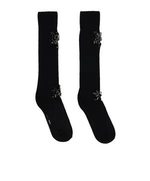 Simone Rocha Embellished Rose Knee Socks - Black