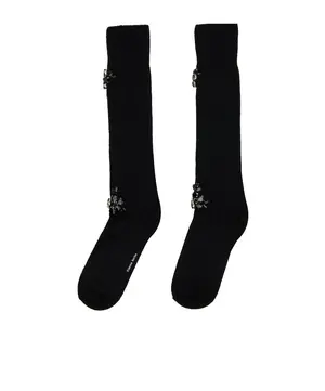 Simone Rocha Embellished Rose Knee Socks - Black