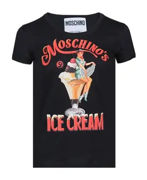 Moschino Round Neck Short Sleeve T-shirt - Multicolor