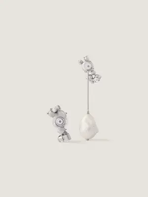 Givenchy Embellished Asymmetric Earrings With Crystals And Pearls - White/silver