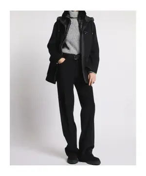 FAY Hooded Wool-cashmere Pea Coat With Quilted Nylon Detailing - Black