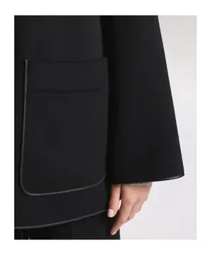 FAY Hooded Wool-cashmere Pea Coat With Quilted Nylon Detailing - Black