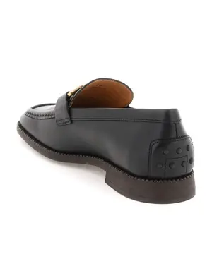 TOD'S Logo Plaque Leather Loafers