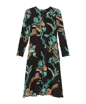 Etro Floral Print Keyhole Neck Midi Dress