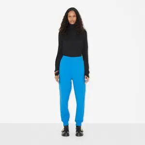 Burberry Embroidered-letter Motif Cotton Track Pants - Blue