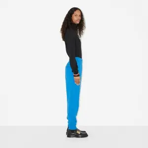 Burberry Embroidered-letter Motif Cotton Track Pants - Blue